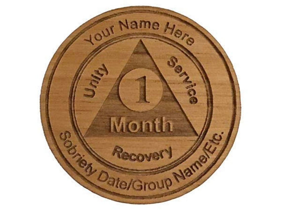 Personalized AA Month Chip Wooden Alcoholics Anonymous Token - Etsy