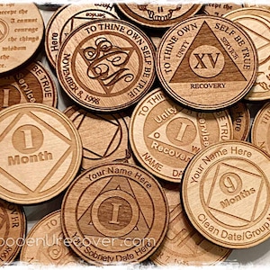 Personalized NA Chip. Sapele Wood With Blue Stain, Narcotics Anonymous ...