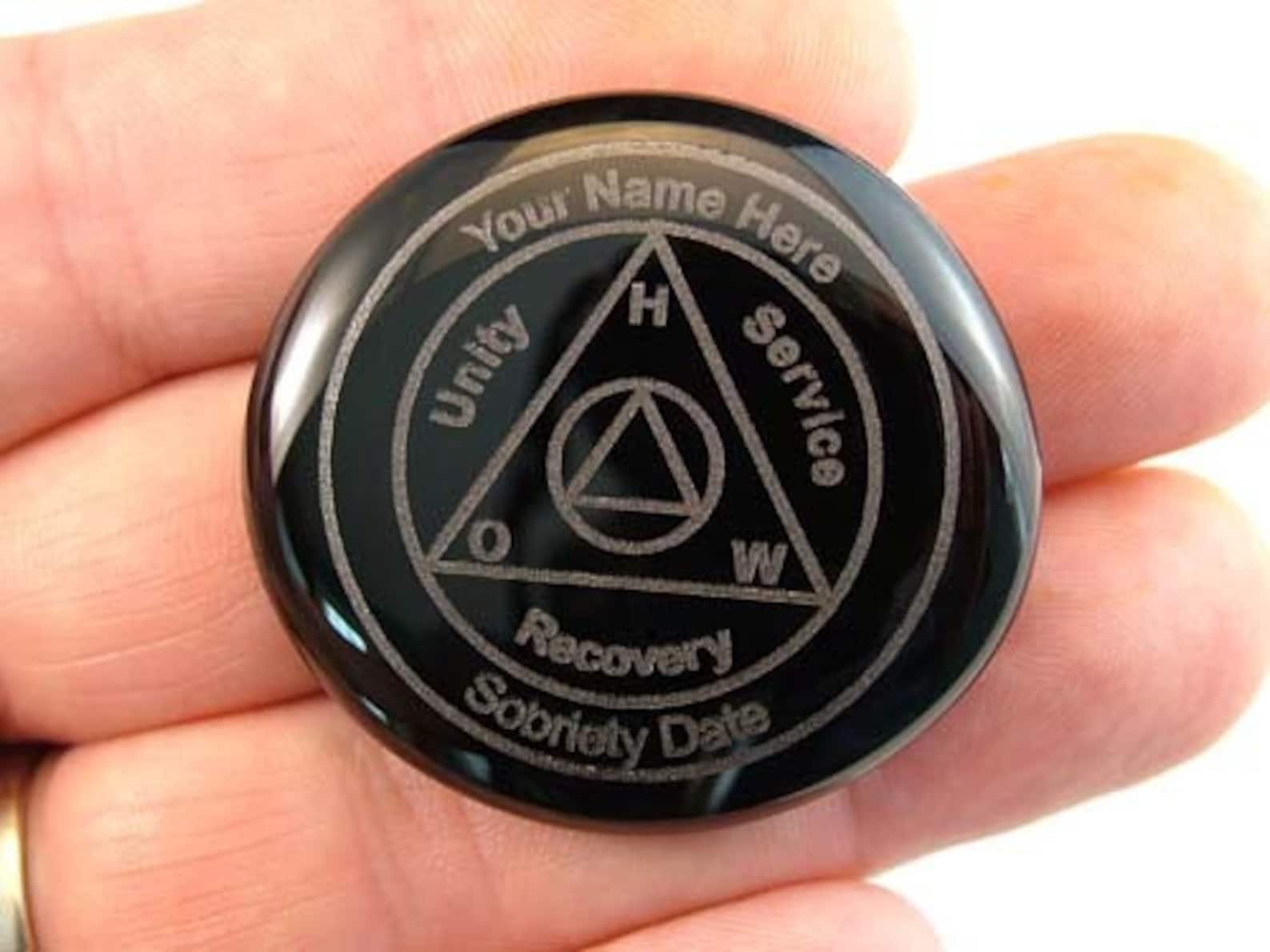 AA, Alcoholics Anonymous Personalized Glass Gem - Custom Laser Engraved ...