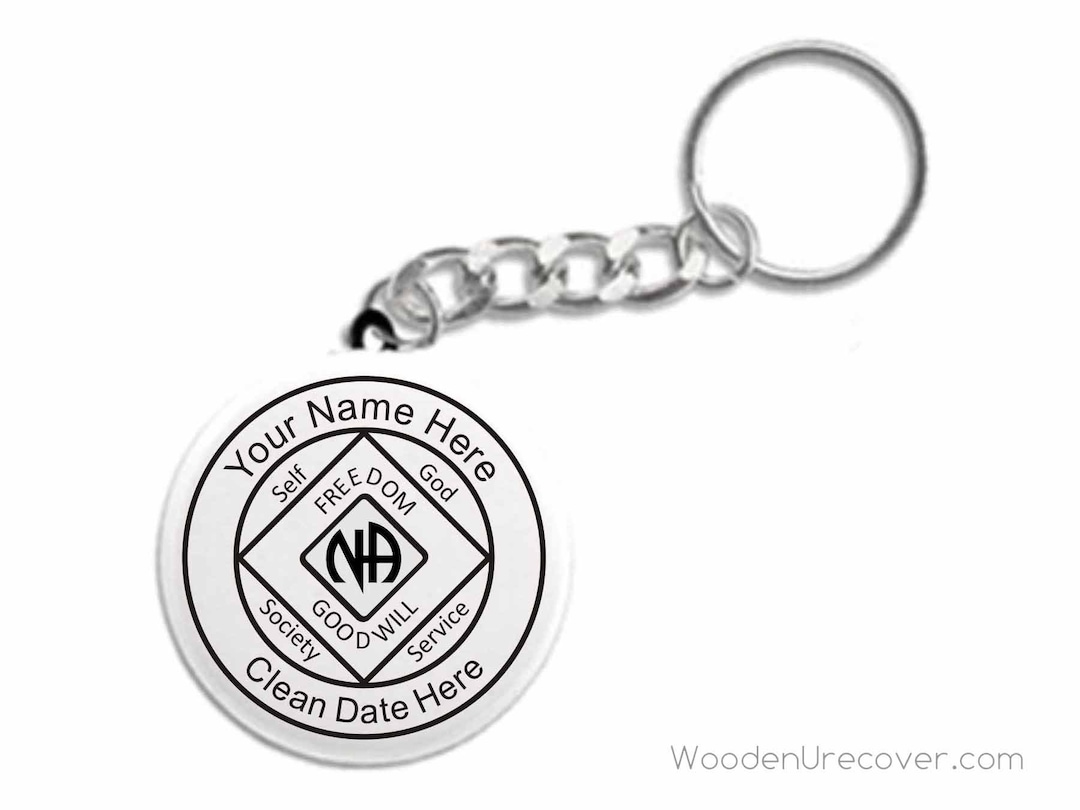Personalized NA Keychain - Recovery Themed Button-style Keychains ...
