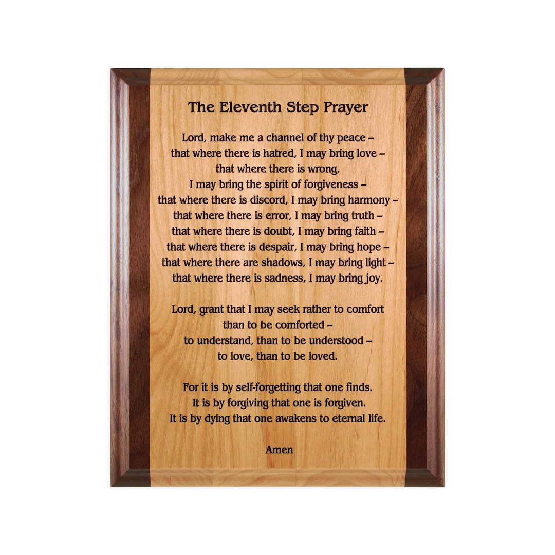 The 11th Step Prayer Deluxe Plaque - Custom Laser Engraved Eleventh Step Prayer Wall Hanging ...