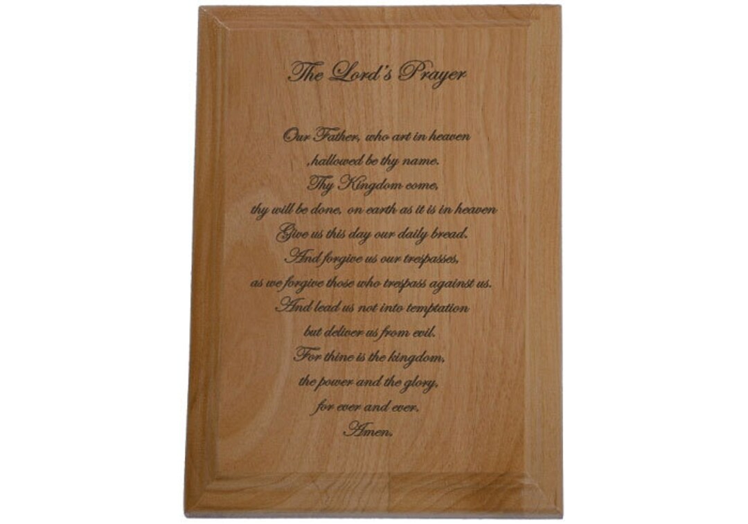 The Lord's Prayer Plaque Custom Laser Engraved Wooden Plaques and ...