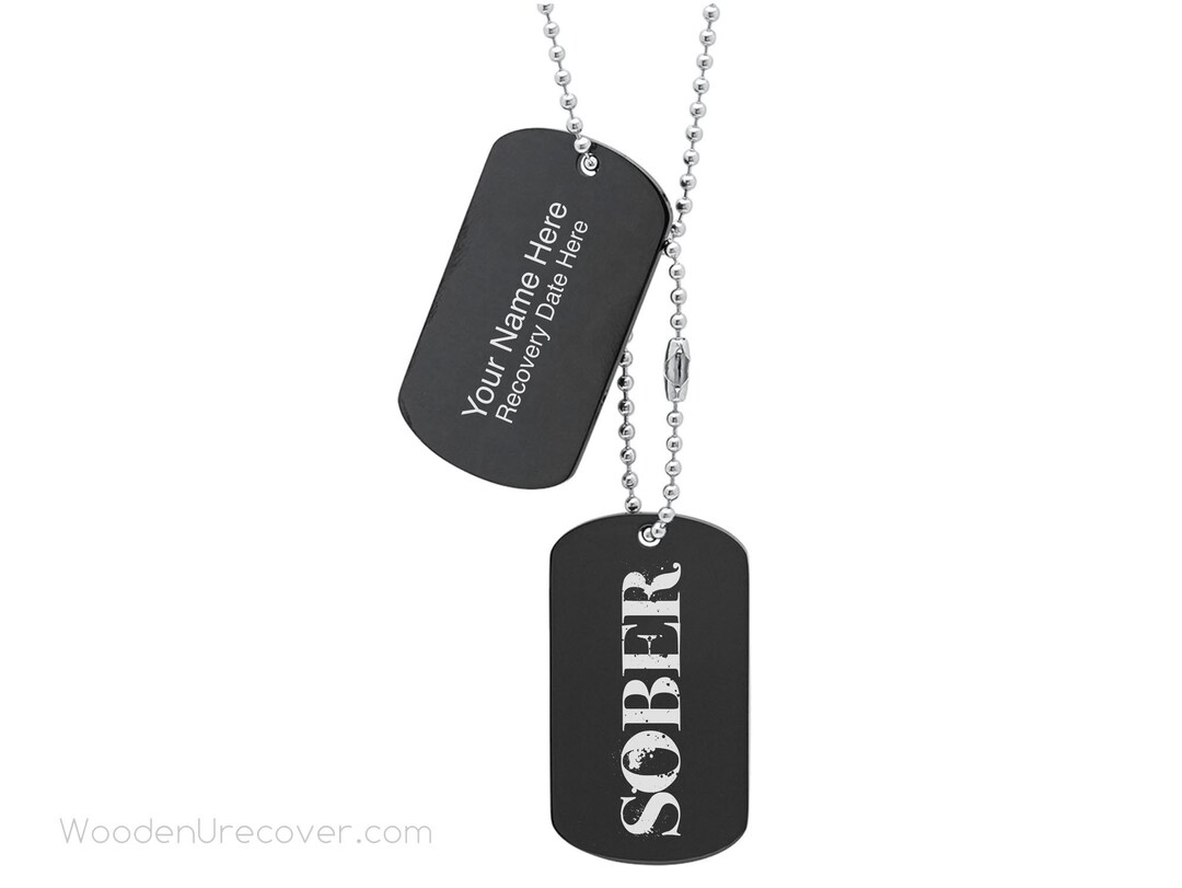 SOBER Dog Tag, Personalized Dog Tag Necklace or Key Chain for Men an ...