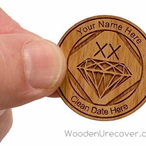 Personalized NA Chip. Sapele Wood With Blue Stain, Narcotics Anonymous ...