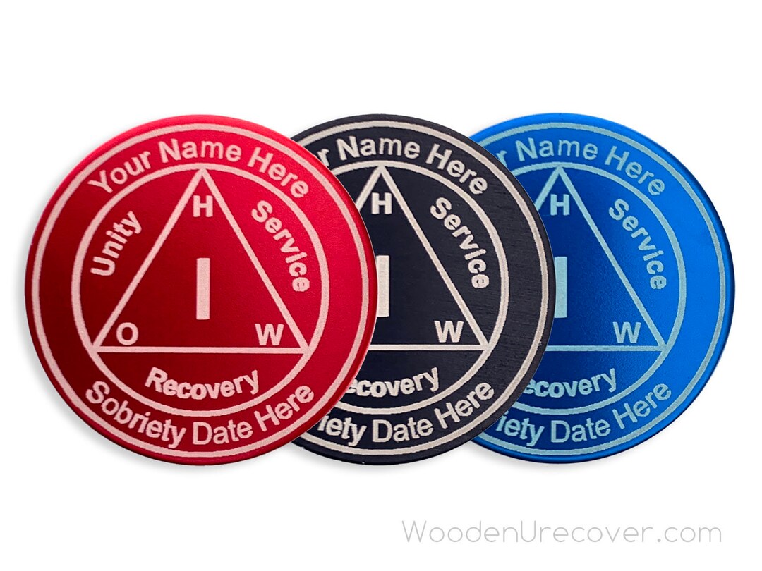 Personalized AA Anniversary Token, Anodized Aluminum Alcoholics ...