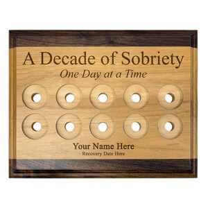 A Decade of Sobriety | Personalized 10-coin Display Plaque | Custom ...