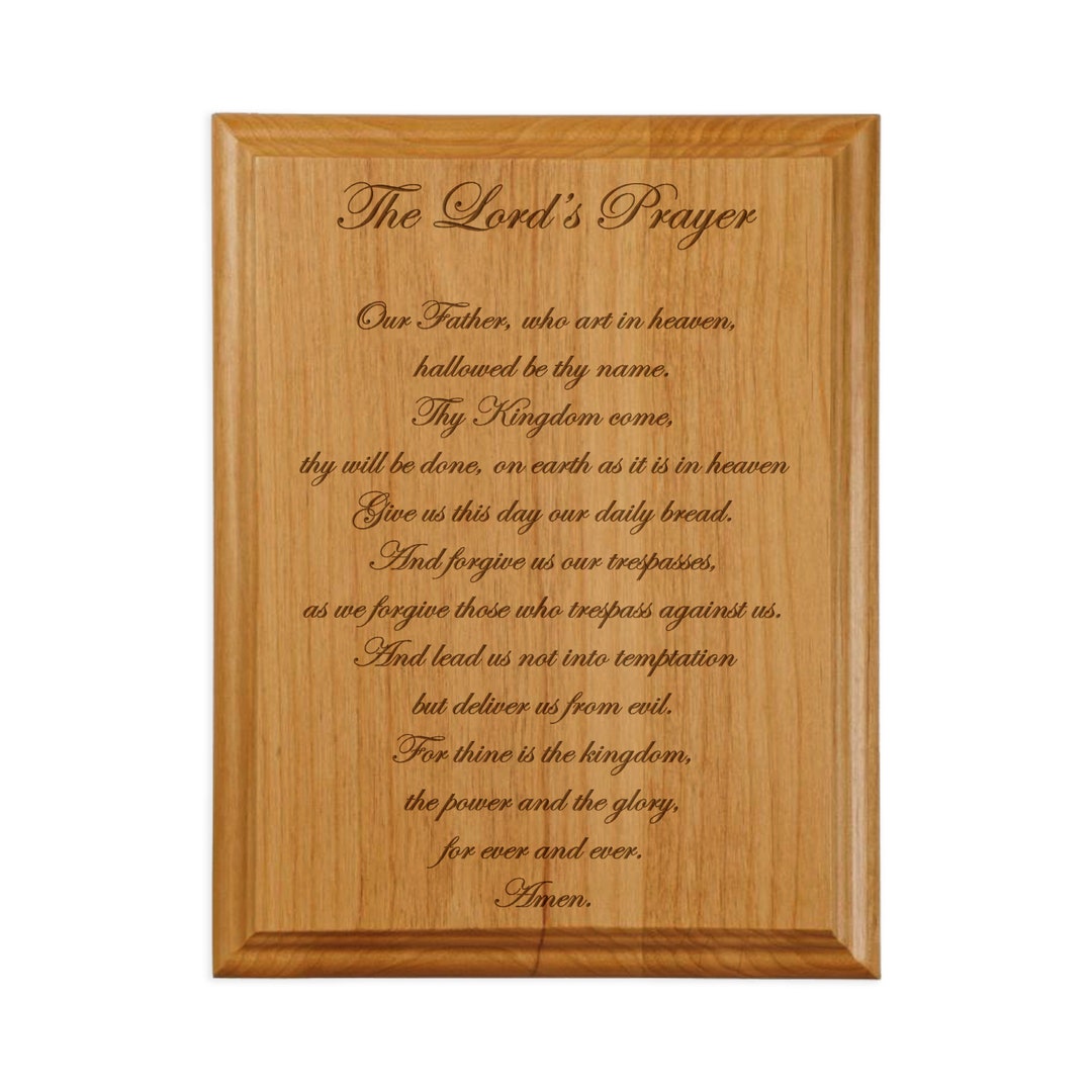 The Lord's Prayer Plaque| Custom Laser Engraved Alder Wood Plaques and ...