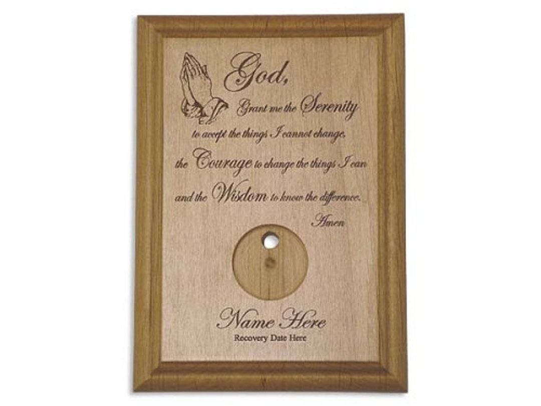 Medallion Holder With Serenity Prayer, Personalized 12 Step Token ...