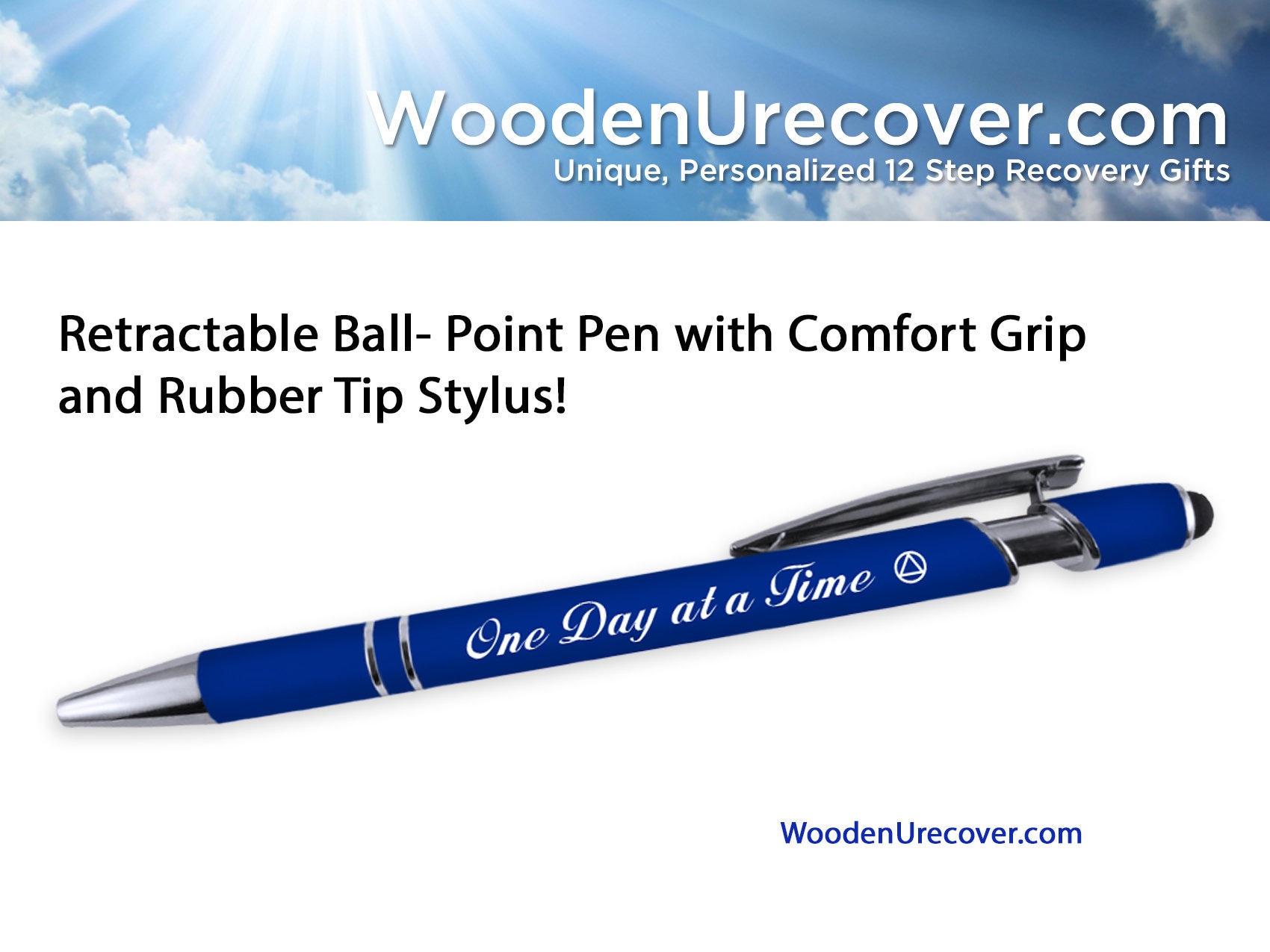 AA Recovery Slogans Ballpoint Pens | Comfort Grip With Rubber Stylus ...