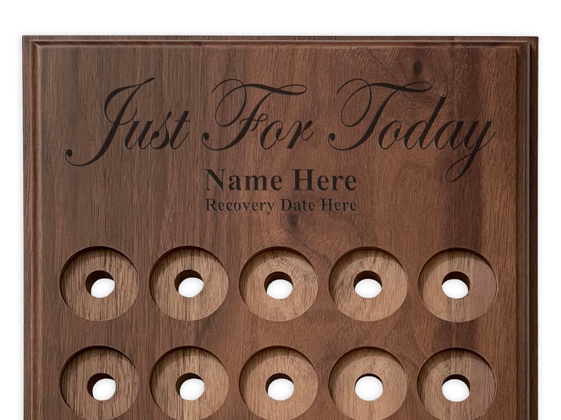 Just for Today Recovery Coin Holder, Personalized 20 Space Walnut ...