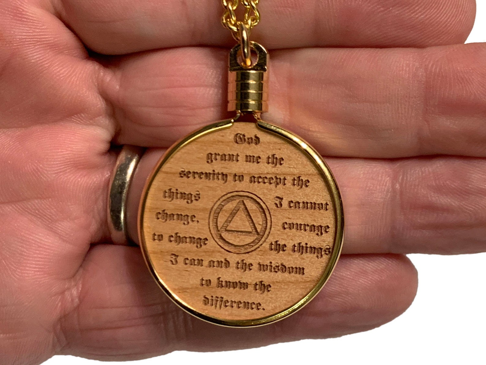 AA Monogram Medallion Necklace, Alcoholics Anonymous 12 Step Jewelry ...