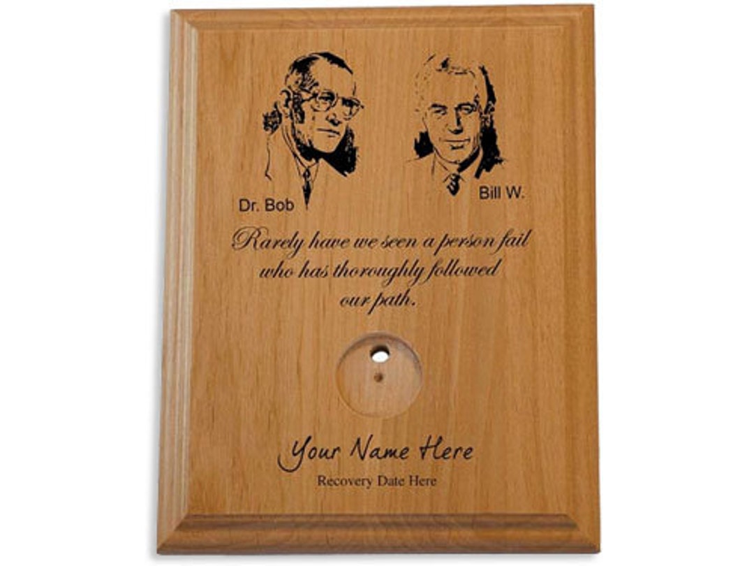 Personalized AA Medallion Holder: Alder Wood Recovery Gift - Etsy