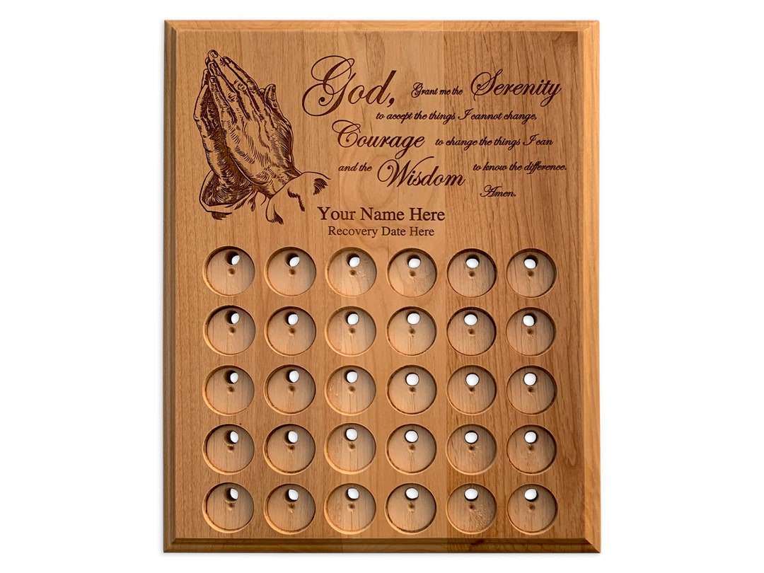 Personalized Medallion Holder, Serenity Prayer Recovery Token Display ...