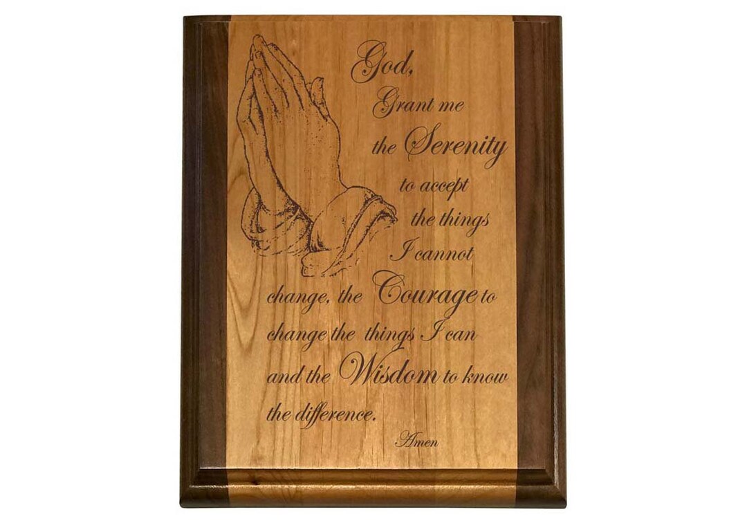 Deluxe Serenity Prayer Praying Hands Plaque Custom Laser - Etsy