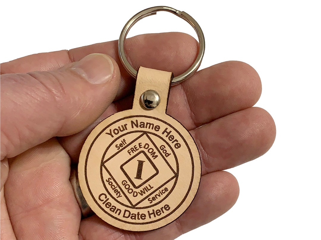 Personalized Leather Narcotics Anonymous Custom Keychain, NA Birthday ...