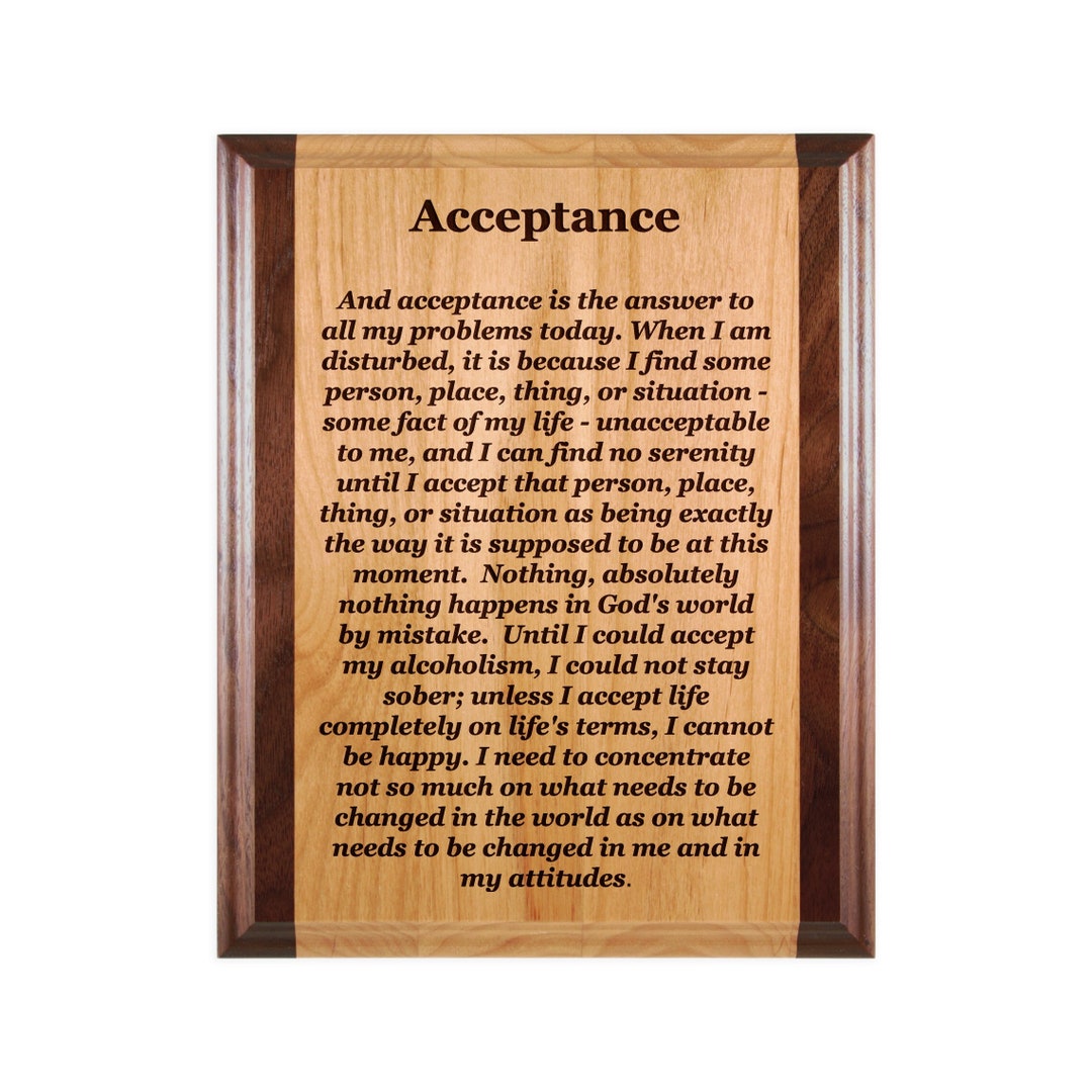 AA Big Book Acceptance Passage, Laser Engraved Plaque, Alcoholics ...