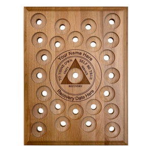 Personalized 25 Space AA Coin Holder, Recovery Medallion Display Plaque ...