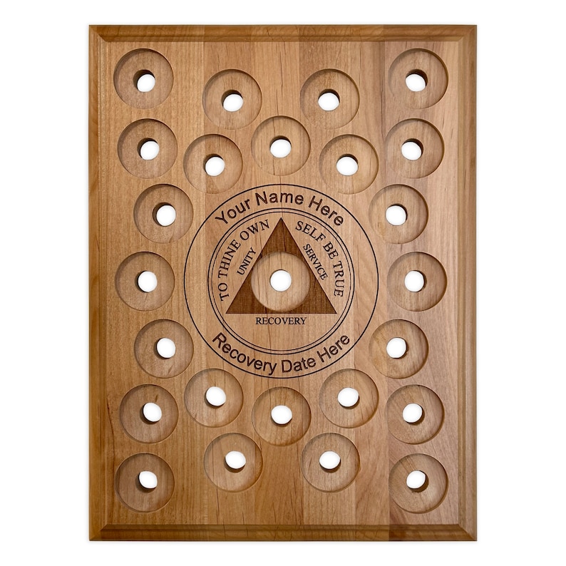 Personalized 25 Space AA Coin Holder, Recovery Medallion Display Plaque ...