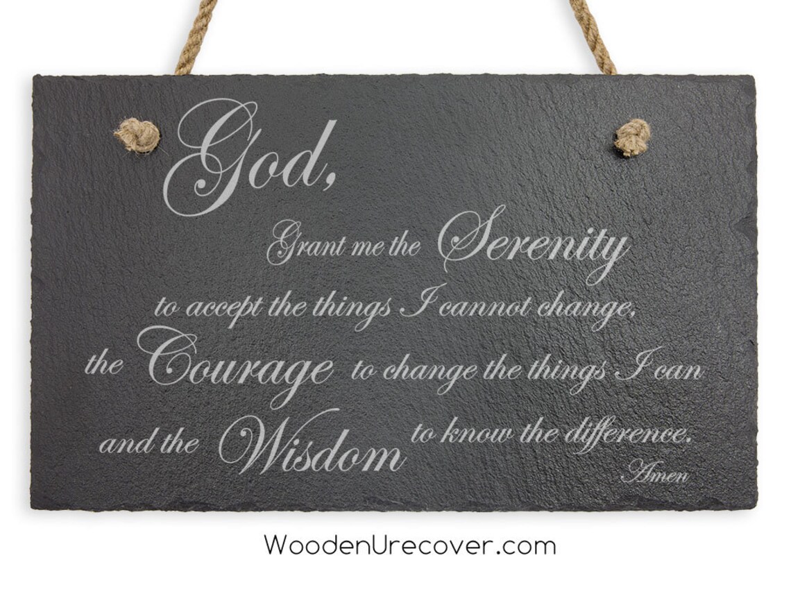 Serenity Prayer Engraved Slate Hanging Sign Natural Stone | Etsy