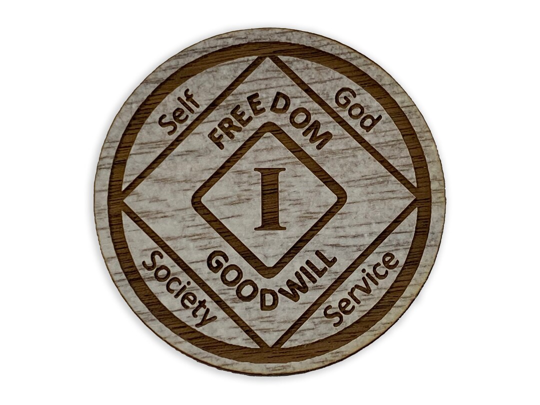 NA Anniversary Coin, Whitewash Stained Walnut Wood Narcotics Anonymous ...