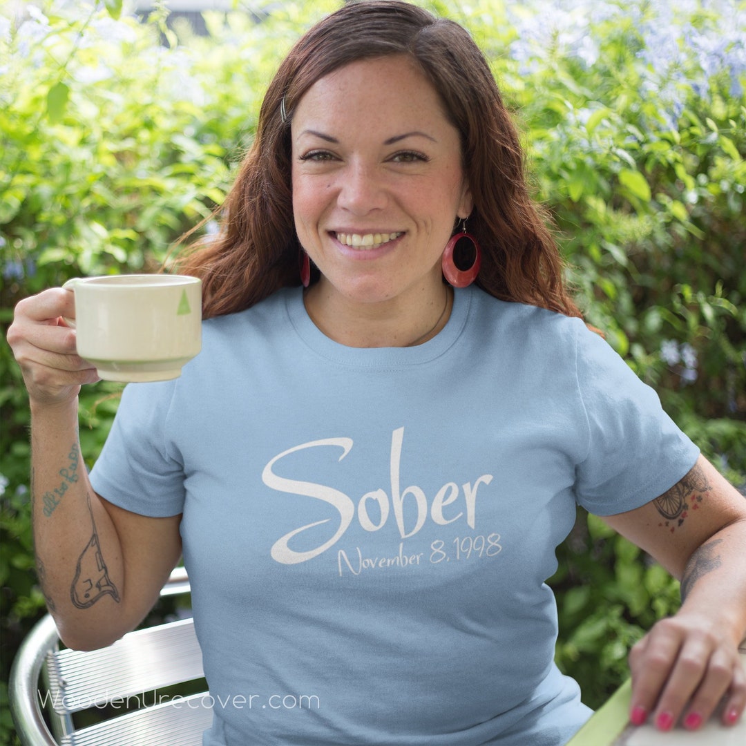 Custom Sobriety Date T-shirt for Men and Women in AA, Recovery T-shirt ...