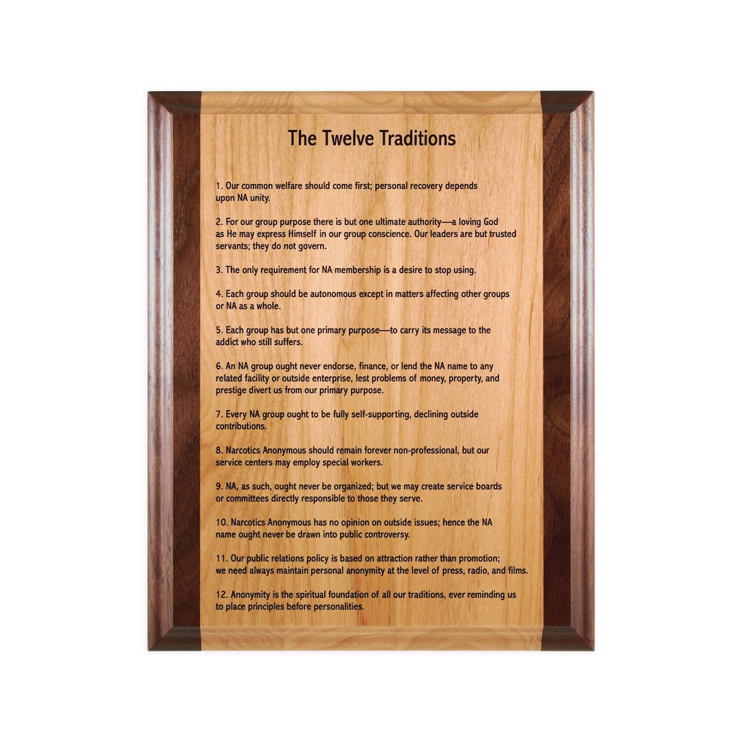 NA 12 Traditions Plaque, Narcotics Anonymous Twelve Traditions ...