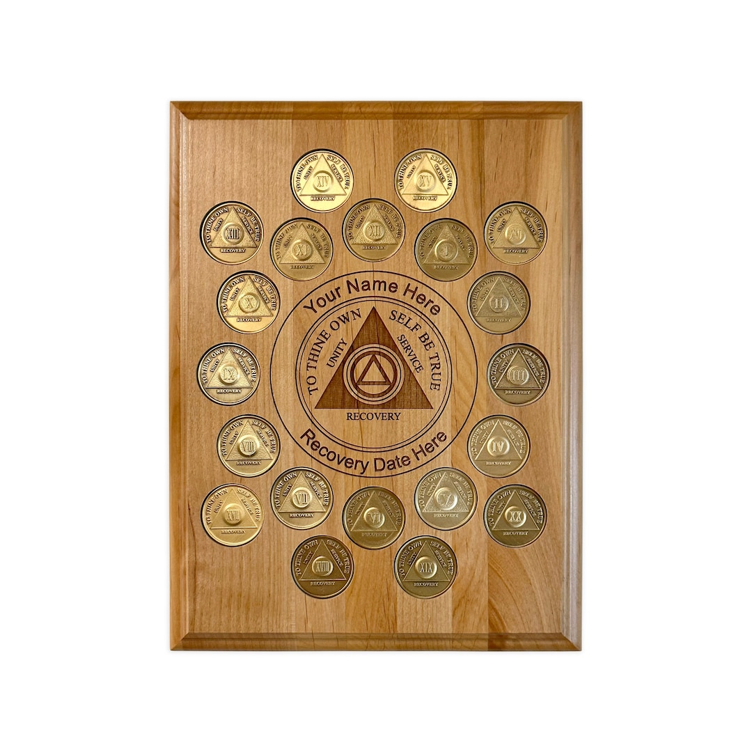 20 Space AA Medallion Holder, Personalized Recovery Coin Display Plaque ...