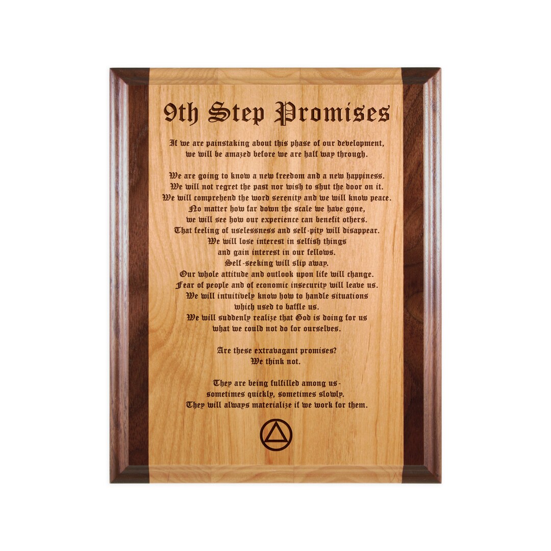 The 9th Step Promises of AA Deluxe Plaque Custom Laser - Etsy
