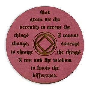Personalized NA Chip. Pink Stained Alder Wood Narcotics Anonymous ...