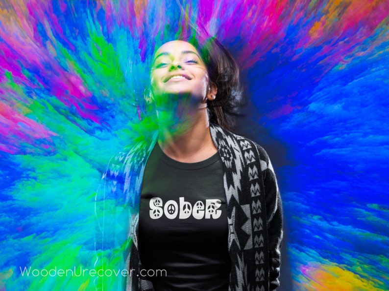 Sober T-shirt / Cool Peace Sign Sober Design / Alcoholics - Etsy