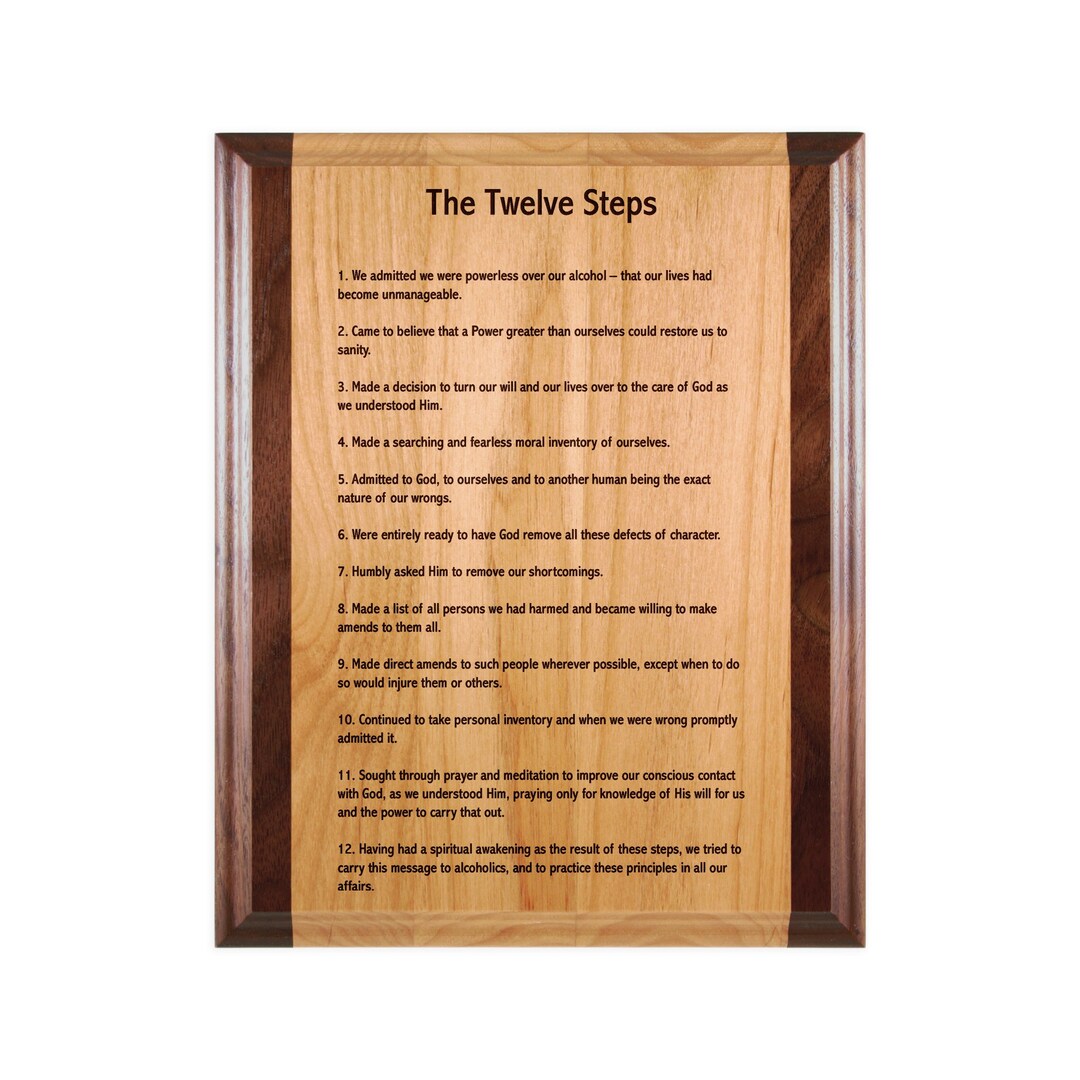 The 12 Steps of Alcoholics Anonymous Plaque, AA Twelve Steps of AA Wall ...