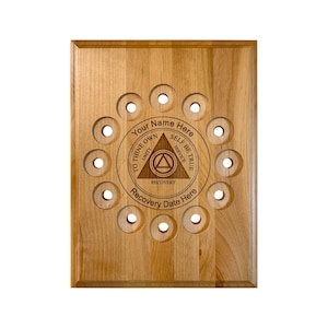 AA Medallion Display - Solid Wood Plaque for 12 Tokens - Personalized ...