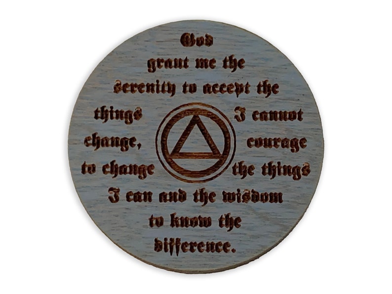 Personalized AA Medallion. Blue Stained Sapele Wood Alcoholics ...