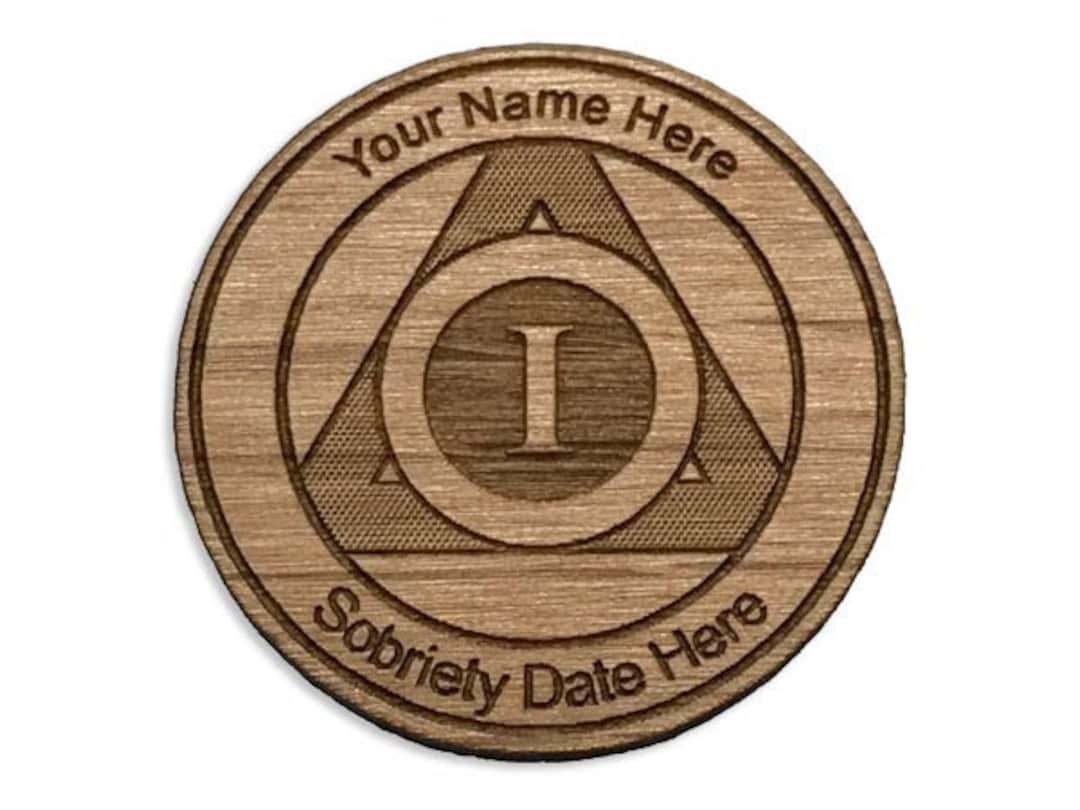 Personalized Wooden Alcoholics Anonymous Token, AA Birthday Coin ...