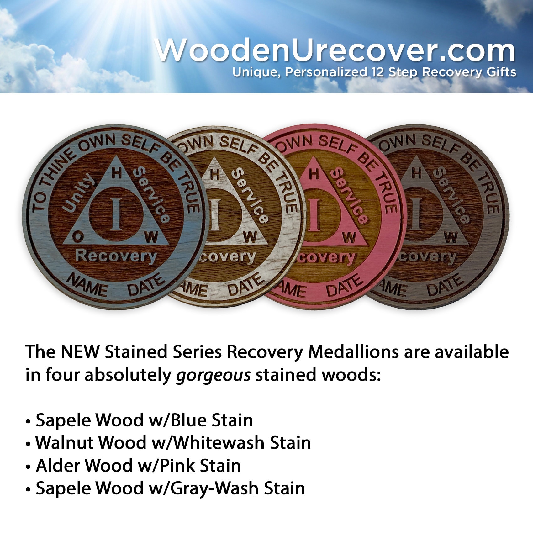 Personalized AA Sobriety Chip. Gray-wash Stained Sapele Wood - Etsy