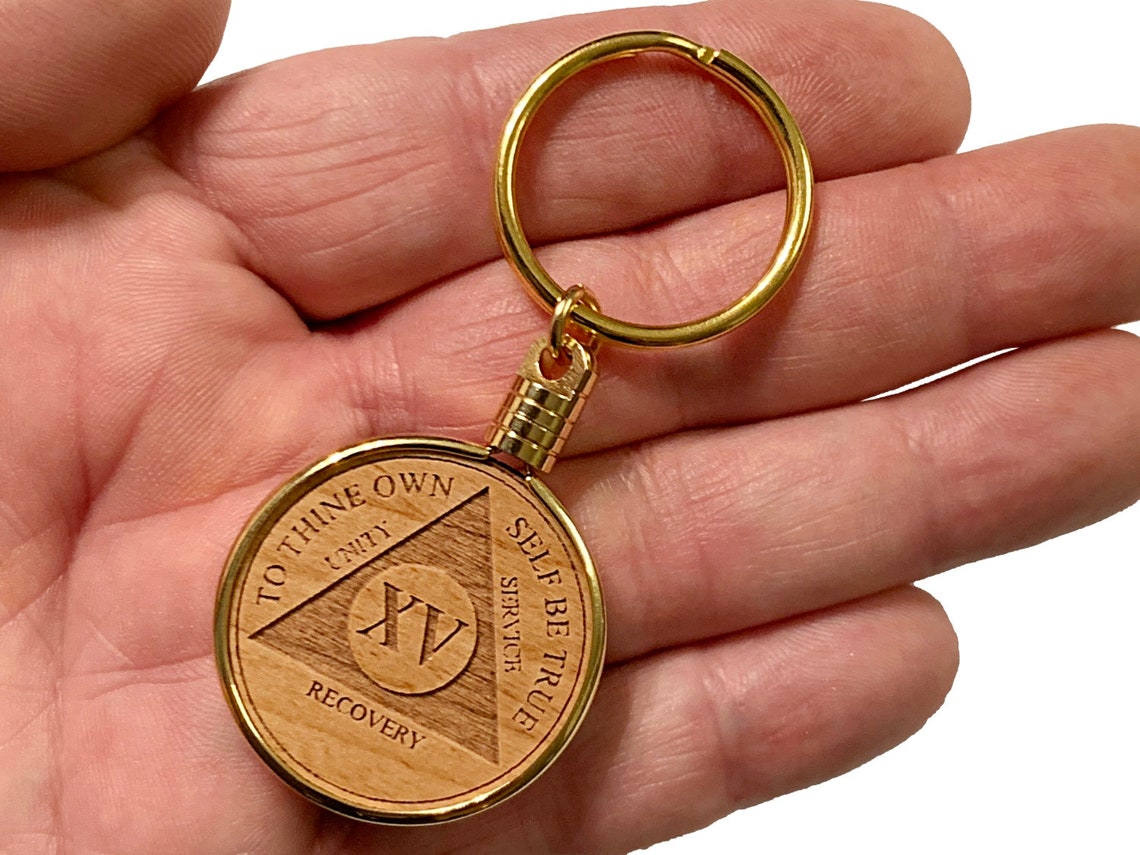 AA Anniversary Medallion Keychain Alcoholics Anonymous | Etsy