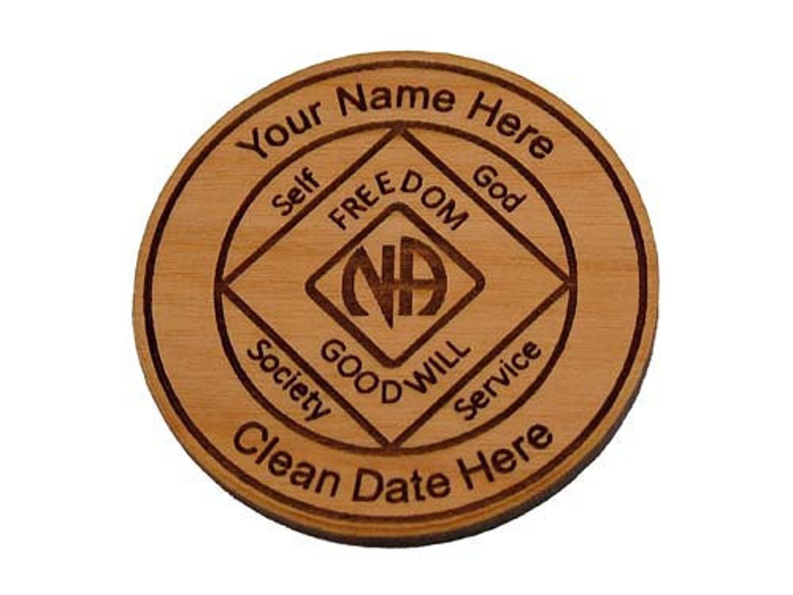 Personalized Wooden Narcotics Anonymous Medallion, NA Birthday Tokens ...