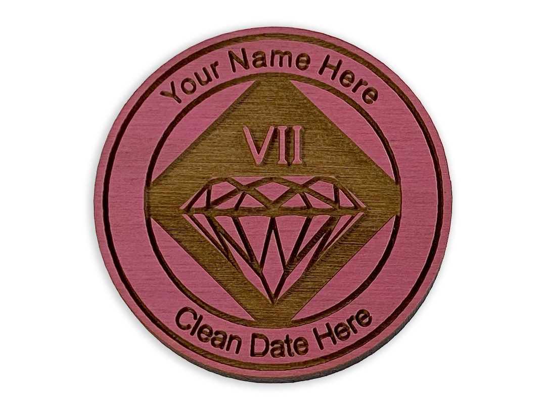 Personalized NA Chip. Pink Stained Alder Wood Narcotics Anonymous ...
