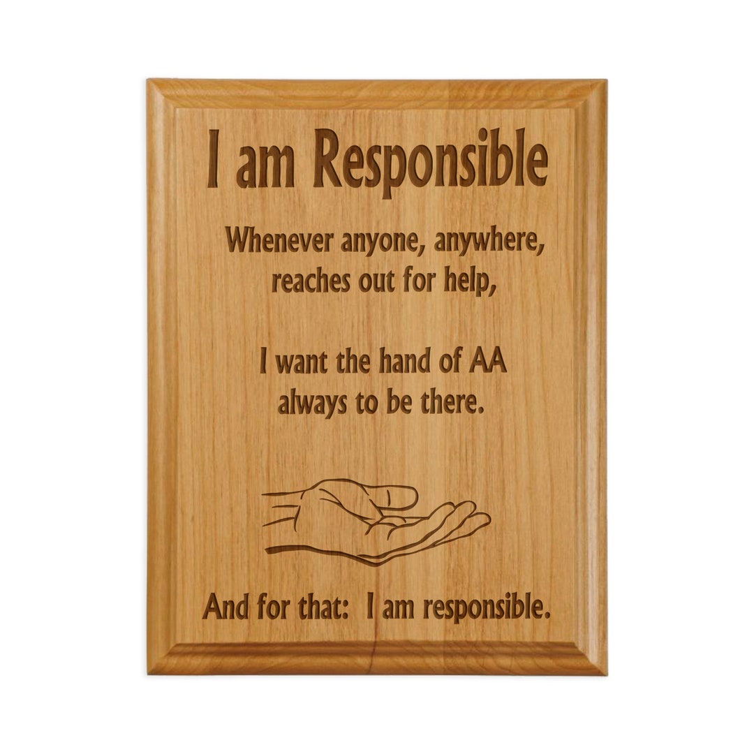 Alcoholics Anonymous Declarartion of Responsibility Plaque, Laser ...