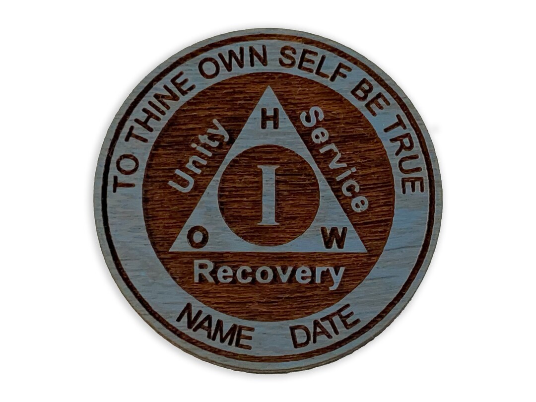 Personalized AA Anniversary Medallion. Blue Stained Sapele Wood ...