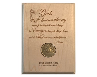 Medallion Holder With Serenity Prayer Personalized 12 Step | Etsy