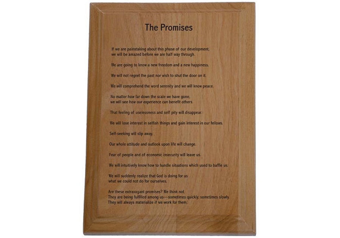 The Promises of Alcoholics Anonymous Custom Laser Engraved | Etsy