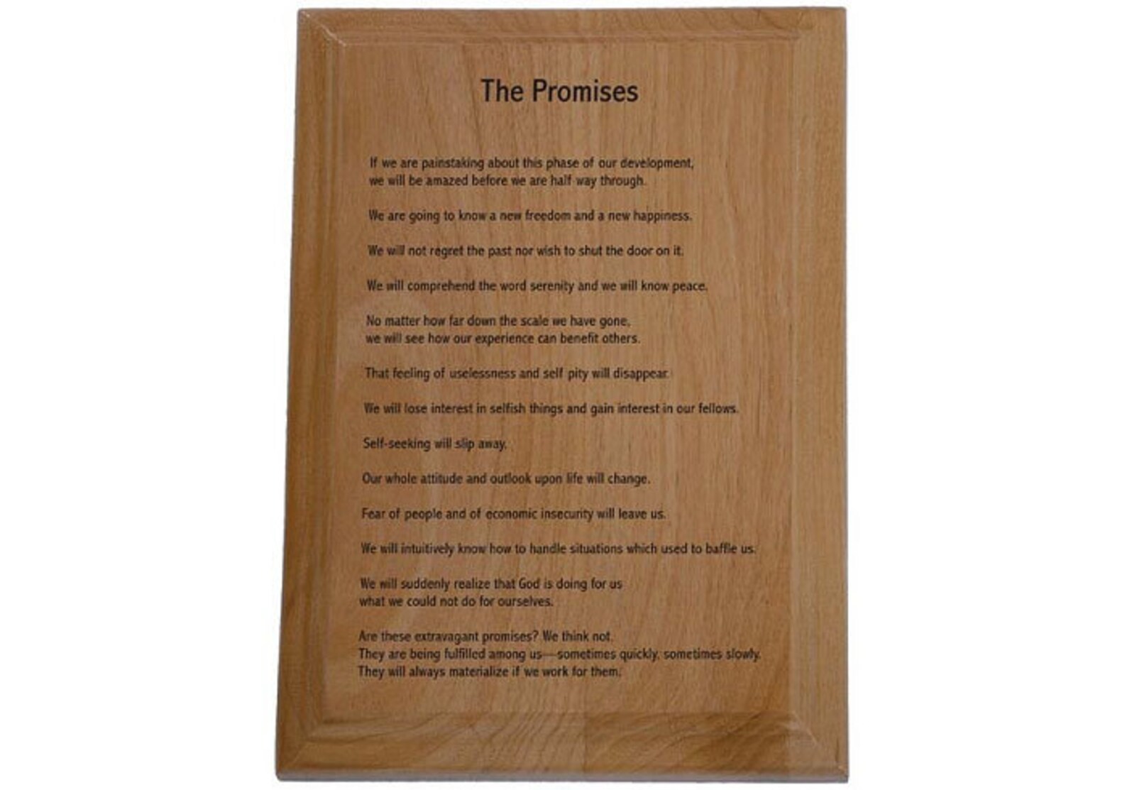 The Promises of Alcoholics Anonymous Custom Laser Engraved | Etsy