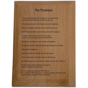 The Promises of Alcoholics Anonymous Custom Laser Engraved | Etsy