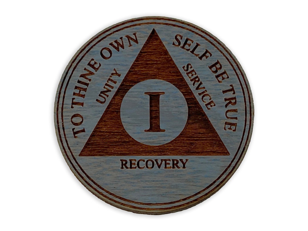 AA Birthday Token, Blue Stain Sapele Wood Alcoholics Anonymous Sobriety ...