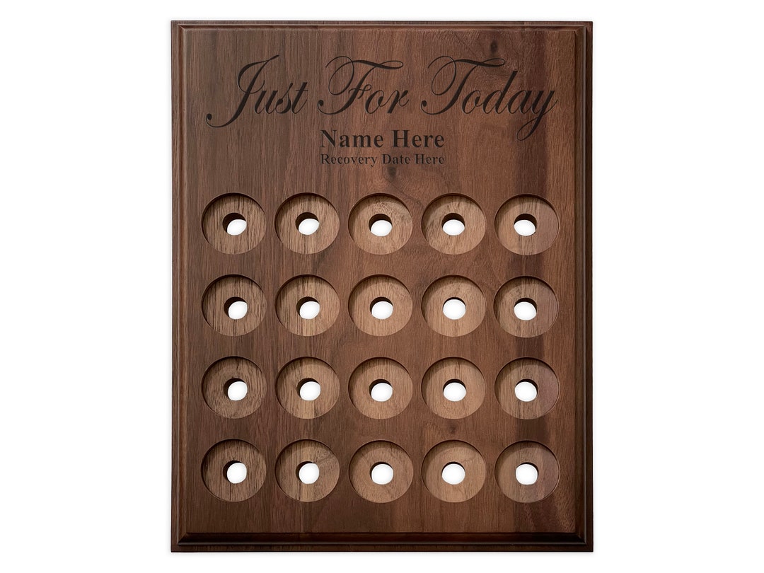 Just for Today Recovery Coin Holder, Personalized 20 Space Walnut ...