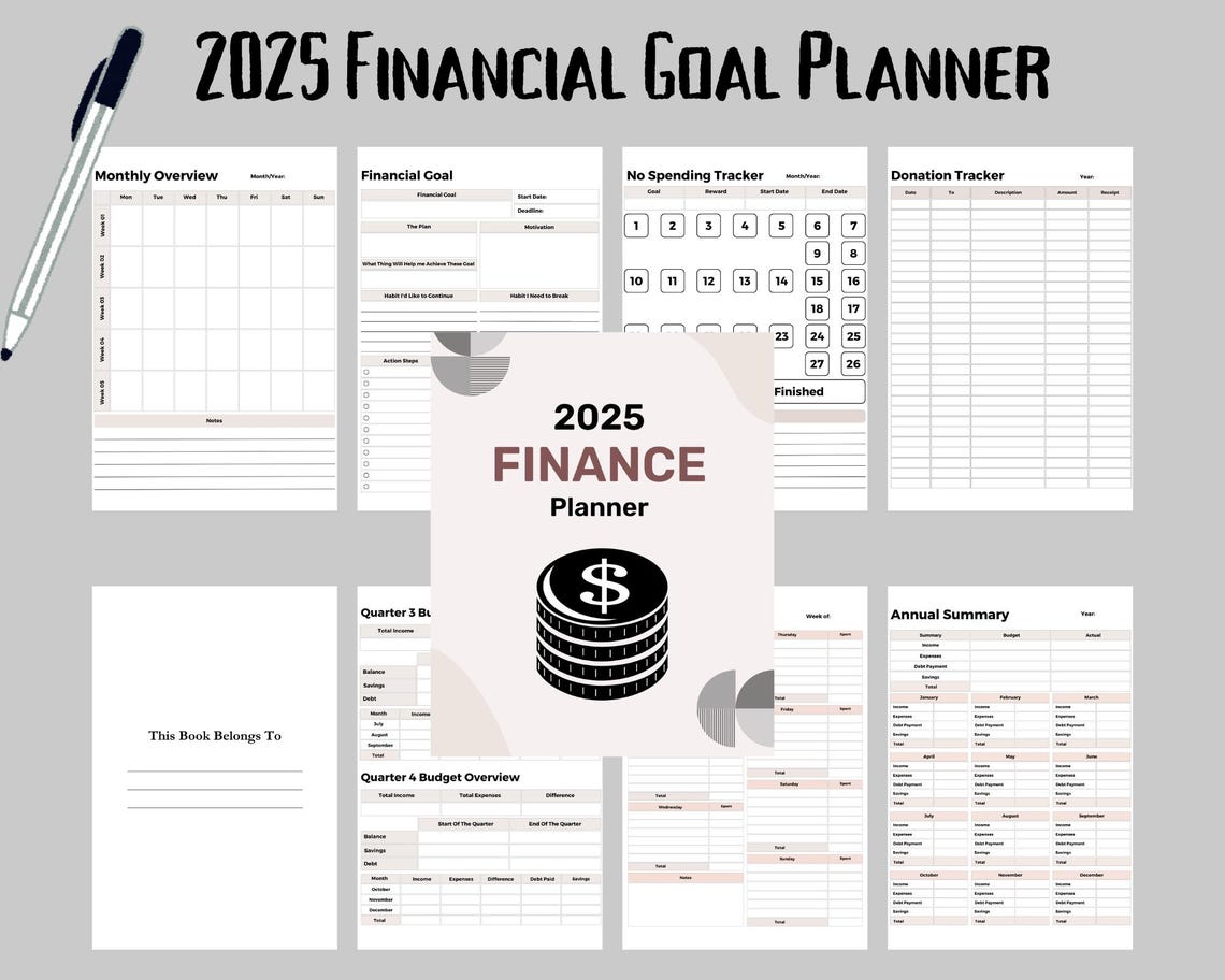 Editable 2025 Financial Goal Planner, Personalized Planning Tools ...