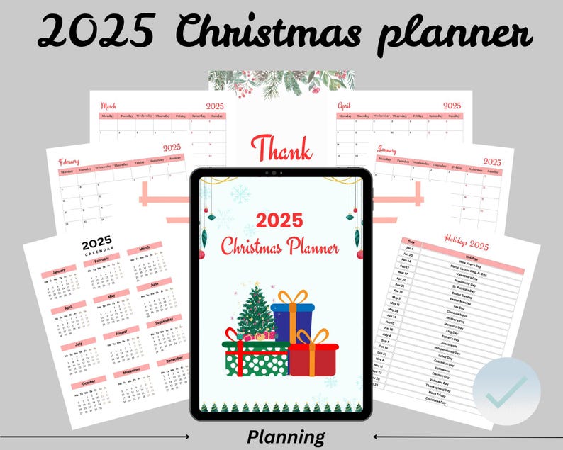 Editable 2025 Christmas Planner, 2025 Holiday Digital Planner, Xmas ...