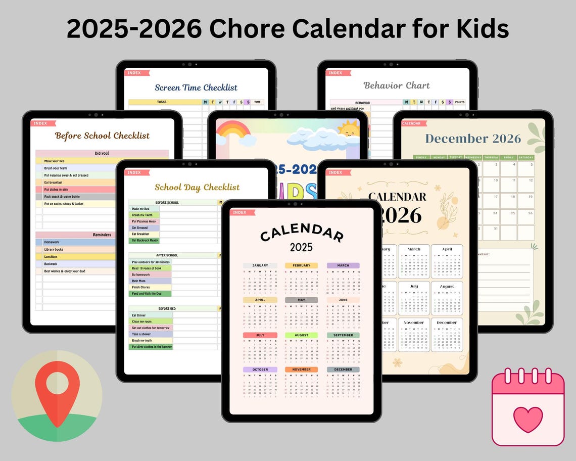Editable 2025-2026 Kids Chore Charts, Daily Routine Cards Visual ...