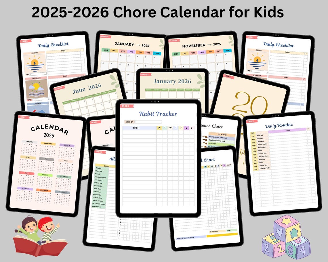 Editable 2025-2026 Kids Chore Charts, Daily Routine Cards Visual ...